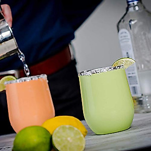 Maars Bev Stainless Steel Stemless Wine Glass Tumbler with Lid, Vacuum Insulated 12 oz Cup | Spill Proof, Travel Friendly, Fun Cocktail Drinkware - Matcha Green