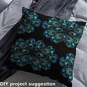 Peacock Fabric by The Yard, Bird Feather Upholstery Fabric, Chic Wild Animal Decorative Fabric, Boho Wildlife Waterproof Outdoor Fabric, DIY Art Upholstery and Home Accents, Blue Green, 1 Yard