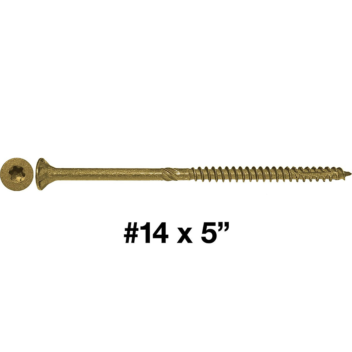 #14 X 5 Extra Long Bronze Star Wood Screw Torx/Star Drive Head (1 Pound - 30 Approx. Screw Count) - Multipurpose Torx/Star Drive Wood Screws