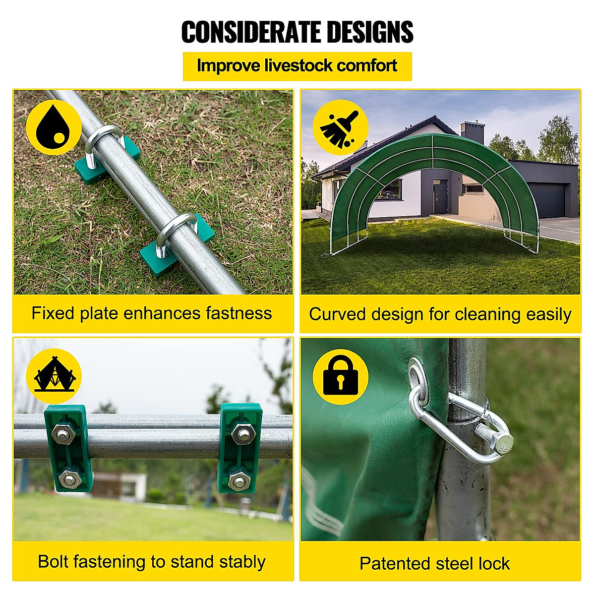 VEVOR Livestock Shelter, 9.9'x 10'x 5.5' Corral Shelter, Steel Metal ...