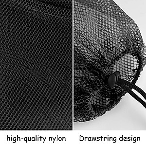 KUUQA 10 Pcs Mesh Drawstring Bag,Laundry Bag,Mesh Stuff Sack,Golf Ball Bag,Nylon Mesh Bag for Storage,Travel and Sports (Black, 13"x15.5")