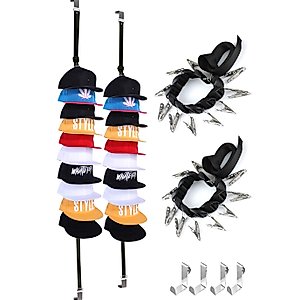Hat Rack, Cap Rack Hat Organizer for Baseball Cap, Holds 10 Caps for Baseball Hats, Ball Caps Rack Door Closet Organizer for Men Girl Boy Women Hat Collections - Perfect Holder Storage Display (2PACK)