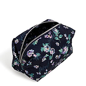 Vera Bradley Women's Performance Twill Medium Cosmetic Makeup Organizer Bag, Navy Garden, One Size