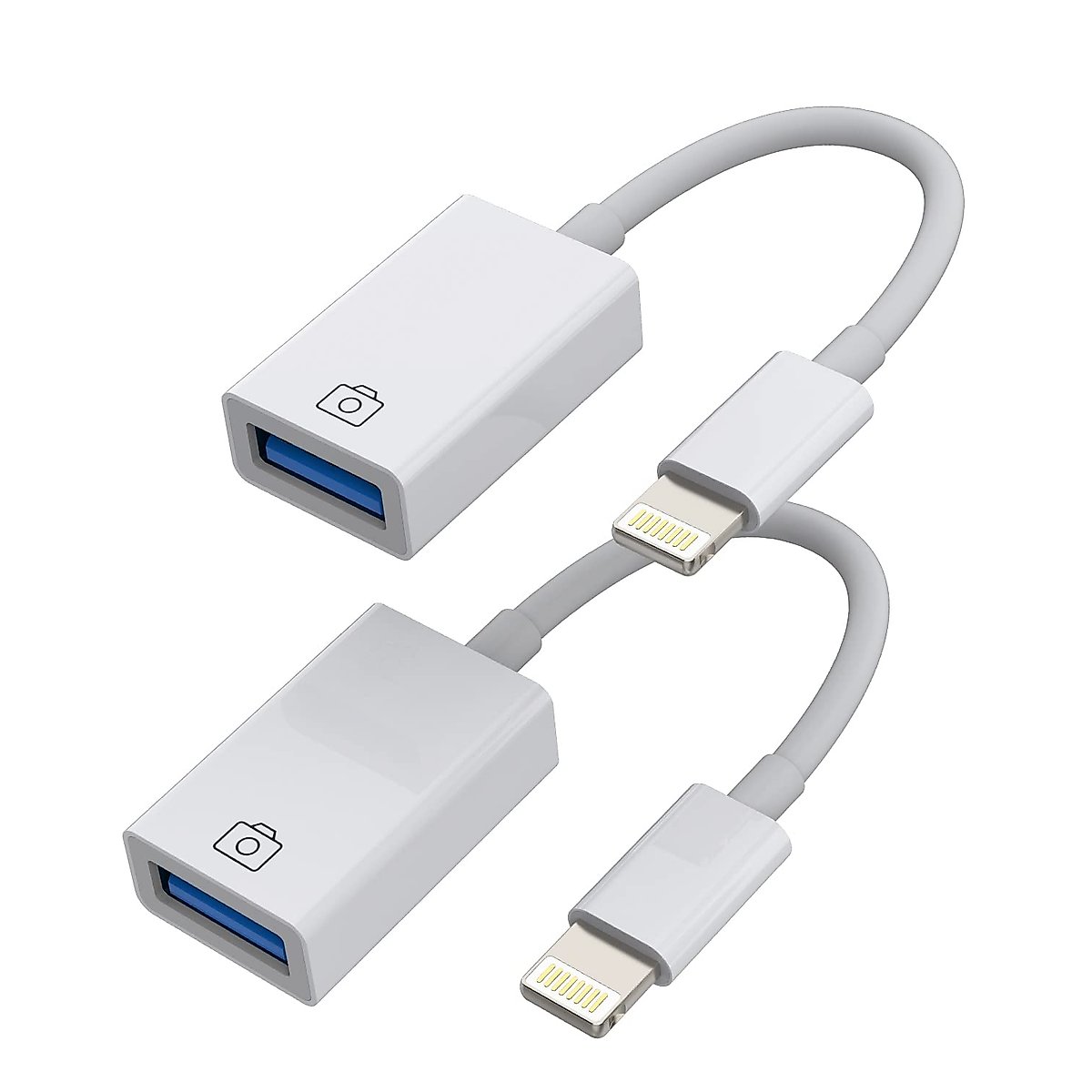 iPhone OTG Adapter(2Pack)lightning male to USB Female Converter Data Sync dongle for 14 13 12 11 pro max 7 8 plus ipad Camera Card Reader USB Flash Drive Mouse Keyboard Hub MIDI Piano Connector U Disk