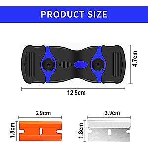 Razor Blade Scraper, 2-in-1 Scraper Tool with 10Pcs Plastic Blades and 10Pcs Metal Blades, Multi-Purpose Cleaning Razor Scraper for Decals, Stickers, Labels, Caulk, Adhesive, Paint Removal