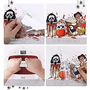 9 Sheets Halloween Iron on Transfers for T-Shirts,Halloween Heat Transfer Vinyl,Horror Movie Iron on Patches Sticker Halloween Iron on Decals for T-Shirt Clothes DIY