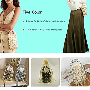 Multicolor Hand Beaded Handheld Crossbody Women's Evening Bag Bucket Bag (gold)