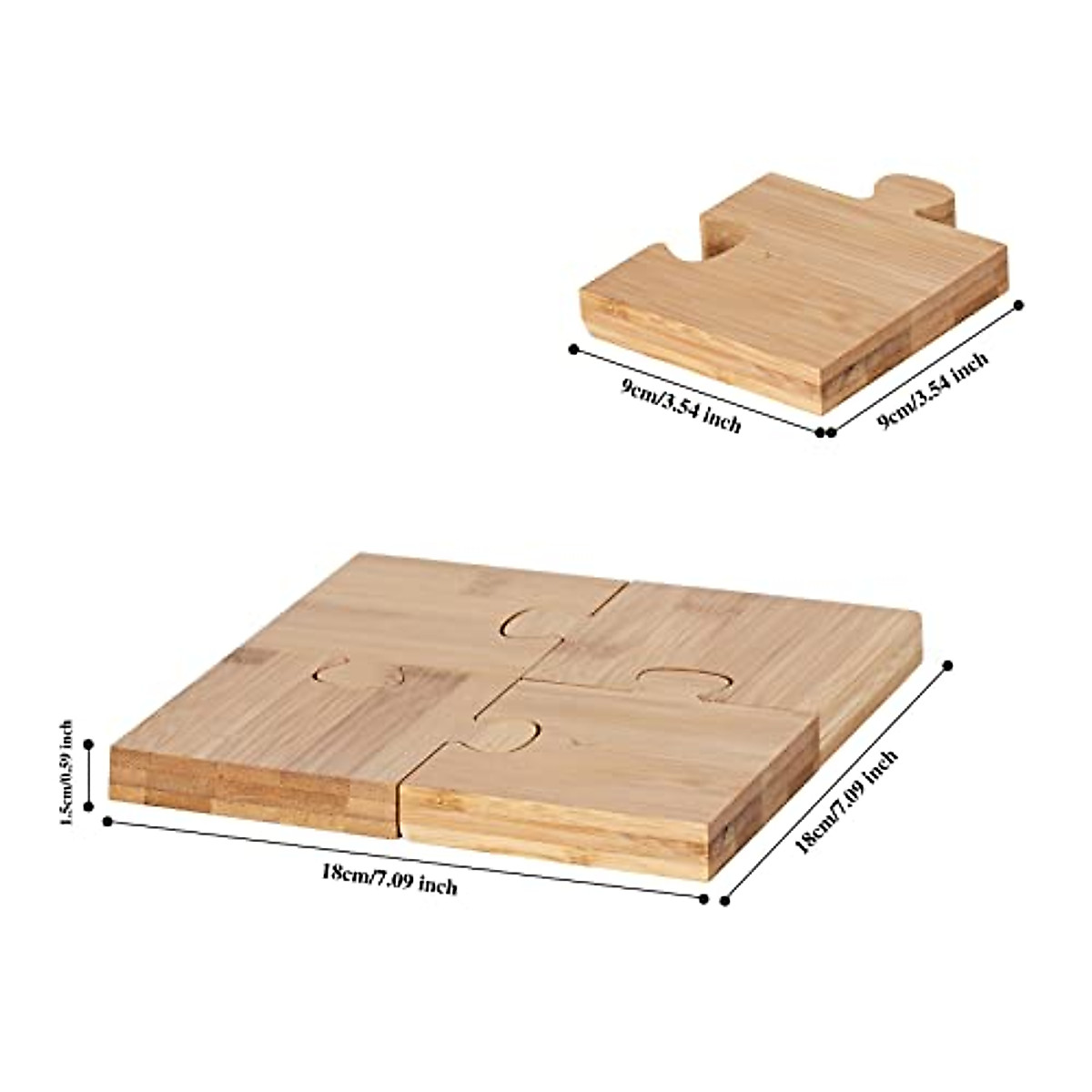 Coast2Coaster Wooden Bamboo Puzzle Coasters for Drinks and Trivet for Hot Pots, Pan Pad Holder, Countertops, End Tables, Coffee
