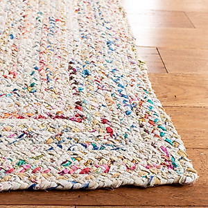 SAFAVIEH Braided Collection Area Rug - 8' x 10', Ivory & Multi, Handmade Boho Reversible Cotton, Ideal for High Traffic Areas in Living Room, Bedroom (BRD210B)