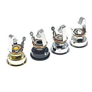 KAISH Black Brass Metric Electric Guitar Jackplate Electrosocket Jack Plate with Brass Output Mono Jack and Screws for TL/Tele Style Guitars