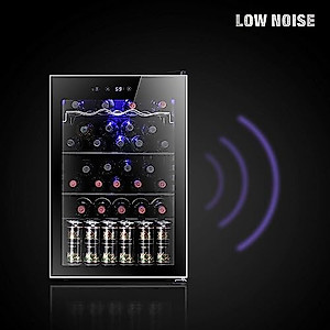 36 Bottle Wine Cooler/Cabinet Beveragerefrigerator Small Mini Red & White Wine Cellar Beer Soda Counter Top Bar Fridge Quiet Operation Compressor Adjust Temperature Freestanding Black
