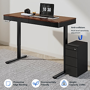 FLEXISPOT E1FR Height Adjustable Standing Desk 55 Inches 2 Tier Electric Sit Stand Up Home Office Desk with Memory Controller Pegboard Ergonomic Workstation (White Frame + 55" Maple Top)