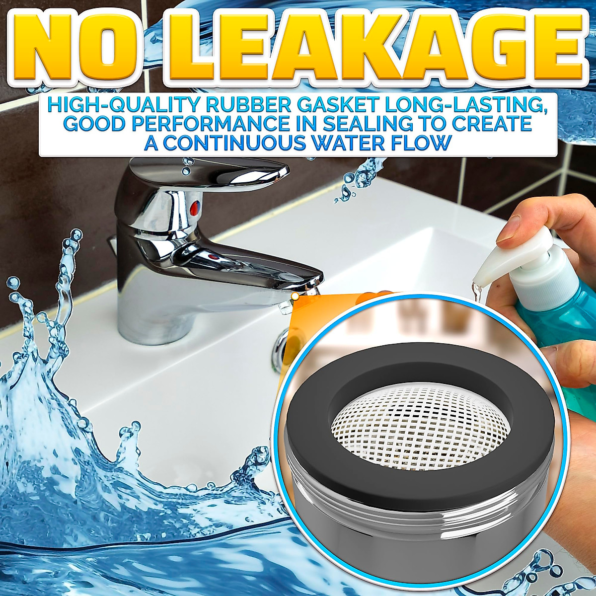 4Pcs Bathroom Faucet Aerator Replacement with Brass Shell - Kitchen Sink Aerator Faucet with Gasket - Kitchen Faucet Aerator Male Thread 15"/16" 24mm Bathroom Sink Aerator 2.2 GPM Faucet Aerator