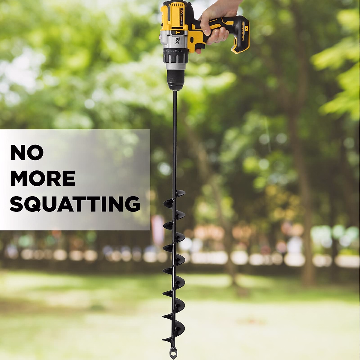 K-Brands Auger Drill Bit for Planting – 2 x 32 Inch - No Squat Garden Spiral Hole Drill Planter for Bulb Planting, Bedding Plants, Umbrella Holes - 3/8 Inch Hex Drive Drill