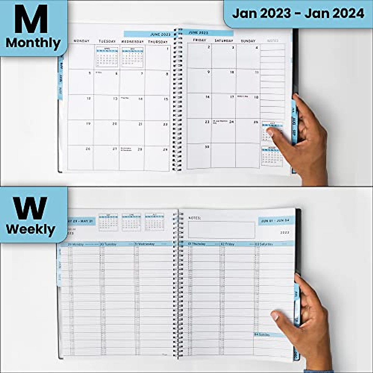 2023 Appointment Book & Planner - Ensight 8.5 x 11 inches, Large Tabbed Daily Hourly Weekly Planner, Calendar and Schedule Book 15-Minute time Slots, Business and Personal Planner (Blue)