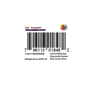 P2P Natural Edible Dog Chews Made with Real Chicken, Healthy Dental Sticks Bones Treats for Aggressive Chewers Dogs, Teeth Cleaning Fresh Breath, 22 Count Large Size/Pk, 2.16 Lb Bags(1 Pack)