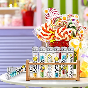 Whaline 30Pcs One Happy Dude Plastic Test Tubes Science Party Test Tubes with Screw Caps Stickers Clear Candy Storage Vials Gumball Candy Container for First Birthday Party Favors