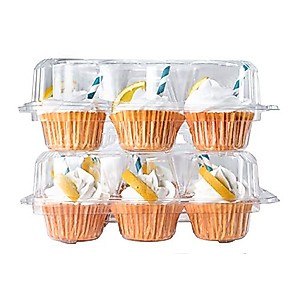 Katgely Cupcake Containers 12 Count (pack of 100), Clear Plastic Cupcake Boxes 12 Count, Deep Dome, Stackable, Disposable & BPA-Free
