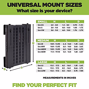 HIDEit Mounts Uni-MXW Mount - Patented in 2015, Made in USA - Adjustable Medium Extra Wide Device Wall Mount, Hide Your Cable TV Box, Video Game Consoles, Receivers, Cable Boxes, Gaming PCs and More