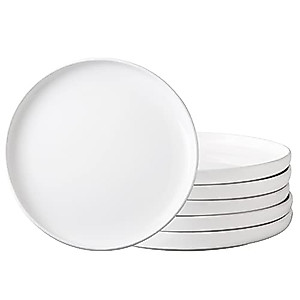 AmorArc Ceramic Dinner Plates Set of 6,10.5 inch Large Stoneware plates for Kitchen,Dinnerware Dishes set- Microwave,Dishwasher Safe,Scratch Resistant-White