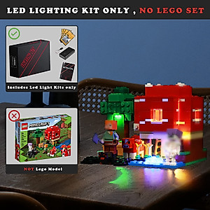 Xunsan LED Light Kit for Lego Minecraft The Mushroom House 21179 Building Blocks, Lighting Kit Designed for Lego 21179 Set, Standard Version - NOT Included Lego Model