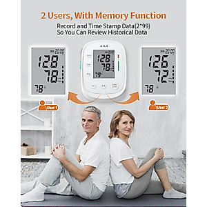Blood Pressure Monitor, AILE Blood Pressure Machine Upper Arm Large Cuff(8.7"-16.5"), High Automatic Blood Pressure Monitors Cuff for Home Use, (BP) Manual Arm Blood Pressure Monitors, 2 * 99 Memory