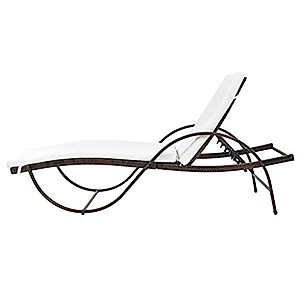 QZZCED Chaise Lounge Chair Sets Outdoor Beach Pool PE Rattan Reclining Chair with Cushion,Sun Loungers 2 pcs with Table Poly Rattan Brown(Fast delivery)