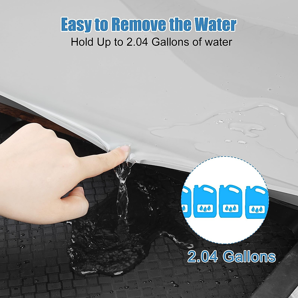 Under Sink Mat for Kitchen Waterproof, 37" x 19" Silicone Under Sink Liner Kitchen & Bathroom Cabinet Protector Mats, Heavy Duty Flexible Under Sink Drip Tray with Lip, Cool Grey