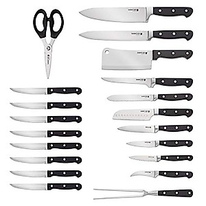 Sabatier Sharpening Edgekeeper Pro 21-Piece Forged Triple Rivet Knife Block Set
