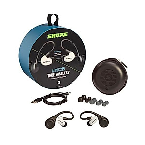 Shure AONIC 215 True Wireless Sound Isolating Earbuds, Premium Audio Sound with Deep Bass, Bluetooth 5, Secure In-Ear Fit, Long Battery Life with Charging Case, Fingertip Controls - White [New Update]