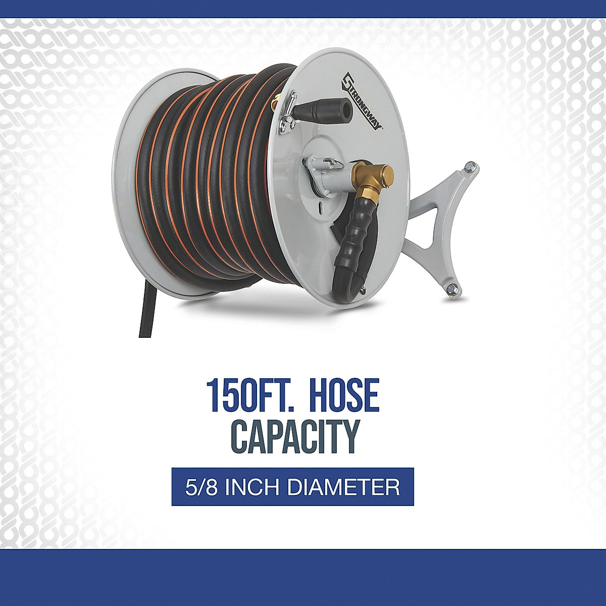Strongway Wall-Mount Hose Reel with 6ft. Lead-In Hose - Holds 5/8in. x 150ft. Hose