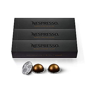 Nespresso Capsules VertuoLine, Stormio, Dark Roast Coffee, 30 Count Coffee Pods, Brews 7.8oz & Capsules VertuoLine, Double Espresso Chiaro,Medium Roast Espresso Coffee, Coffee Pods, 30 Count