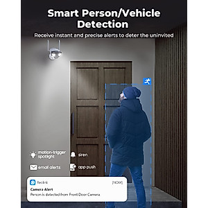 Reolink Duo - 2K Wireless Security Camera Outdoor, Dual Lens Ultra-Wide View, Color Night Vision, Battery Solar Powered, 2.4/5 GHz WiFi, 2-Way Talk, Person/Vehicle Detection, IP66 Waterproof