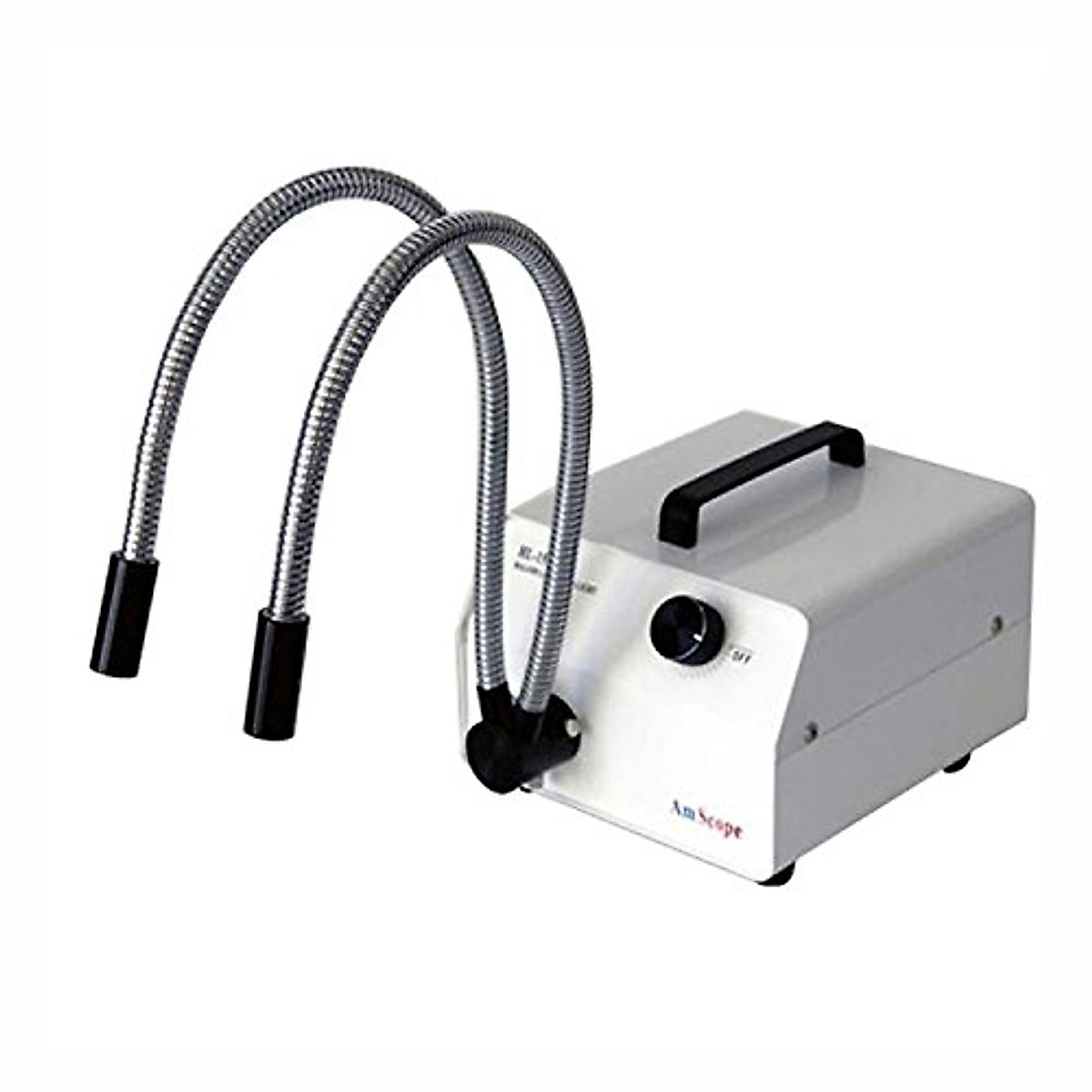 Amscope HL150-AY 150W Fiber Optic Dual Gooseneck Microscope Light Illuminator, Black