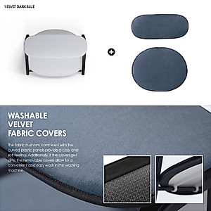 'roumo DSP with Velvet Dark Blue Cover' Desk Footrest That Fits My Body, Height Adjustment Double Tier Step Stool, Footrest + Ottoman, Comfort Creative Desk Life