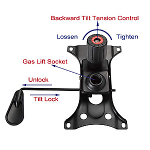 Skelang Tilt Control Mechanism Replacement, Office Chair Tilt Base Control Lift Mechanism, Swivel Base Plate Control Seat Mechanism, Mounting Hole Dimension: 10.2"×6"(L×W)
