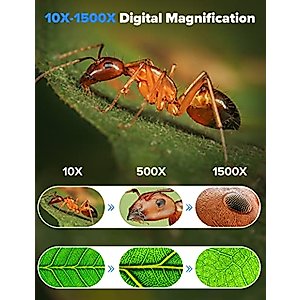 Dcorn 10" HDMI LCD Digital Microscope 1500X,Coin Microscope for Adults with 16MP Camera Sensor,Soldering Microscope with LED Lights Touch Control,TV/Windows/Mac Compatible,Gift with Coin Guidebook