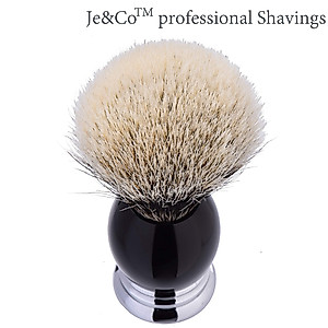 Je&Co 100% Fine Silvertip Badger Bristle Shaving Brush, With Heavy Weight Resin Base (Curved Top)
