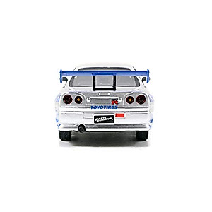 Fast & Furious Brian's Nissan Skyline GT-R R34 Silver & Nissan GT-R R34 Blue 1:32 Die - cast Car, Toys for Kids and Adults