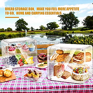 Bread Box Double Layer Bread Holder, Durable Plastic Food Storage Container, Clear Bread Boxes for Kitchen Countertop, Bread Bin for Homemade Bread, Cupcakes, Cookies, Muffins (14.6"x7.9"x12.8")