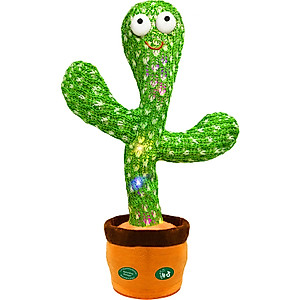 Hunfur Talking Cactus Toy That Talks Back,Volume Adjustment Dancing Mimicking Cactus Baby Toy,Singing Record Repeat What You Say, Sunny Silly Light Up Tummy Time Funny Gift for Toddler Boys Girls Toys