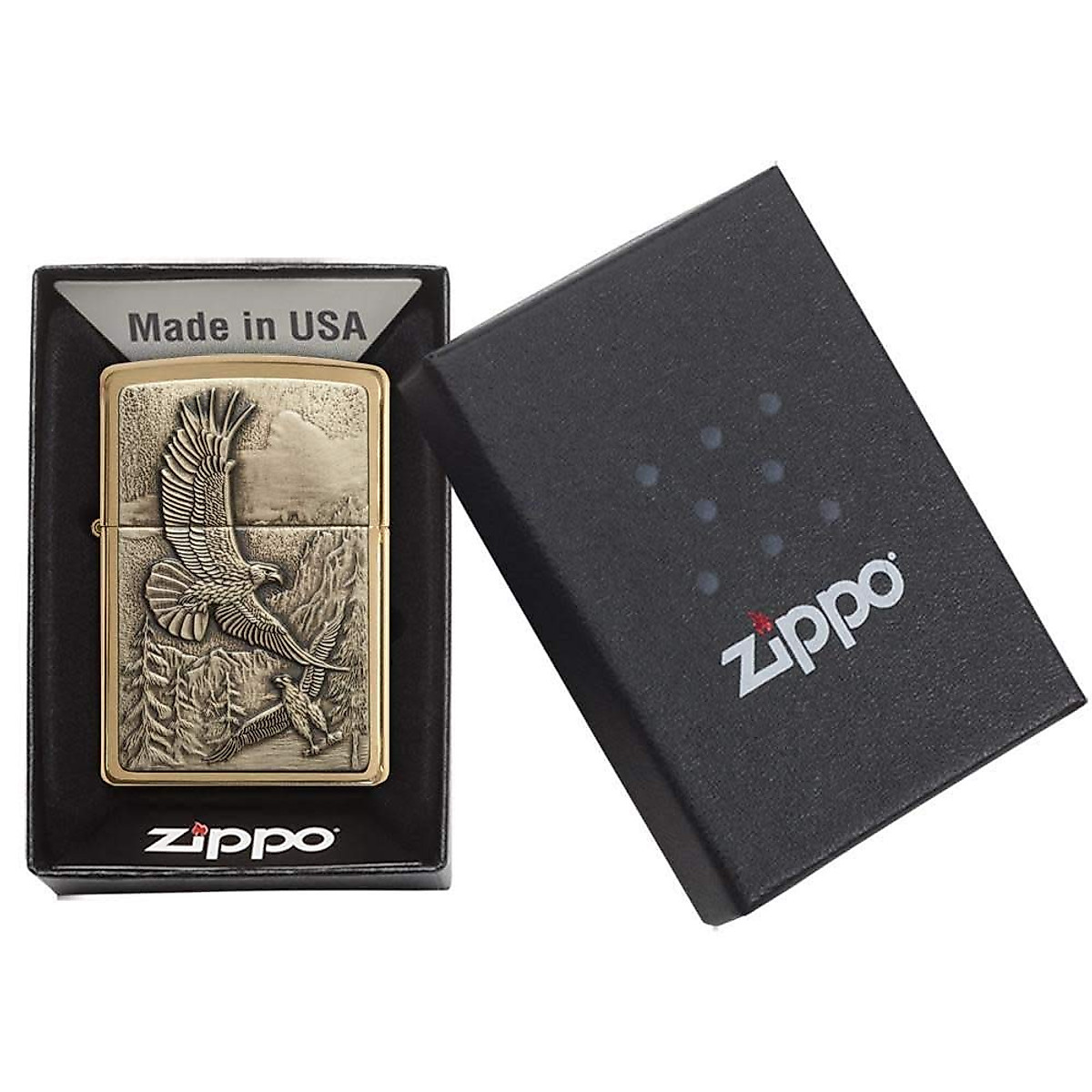 Zippo Where Eagles Dare Brushed Brass Pocket Lighter, One Size