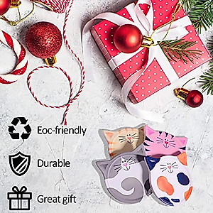 Funny Coasters for Drinks Absorbent, Cat Shaped Ceramic Coasters Set of 4, Unique Gift Ideas for Cat Lovers, Bar Dining Table Decor Housewarming Birthday Gift - 4.25''