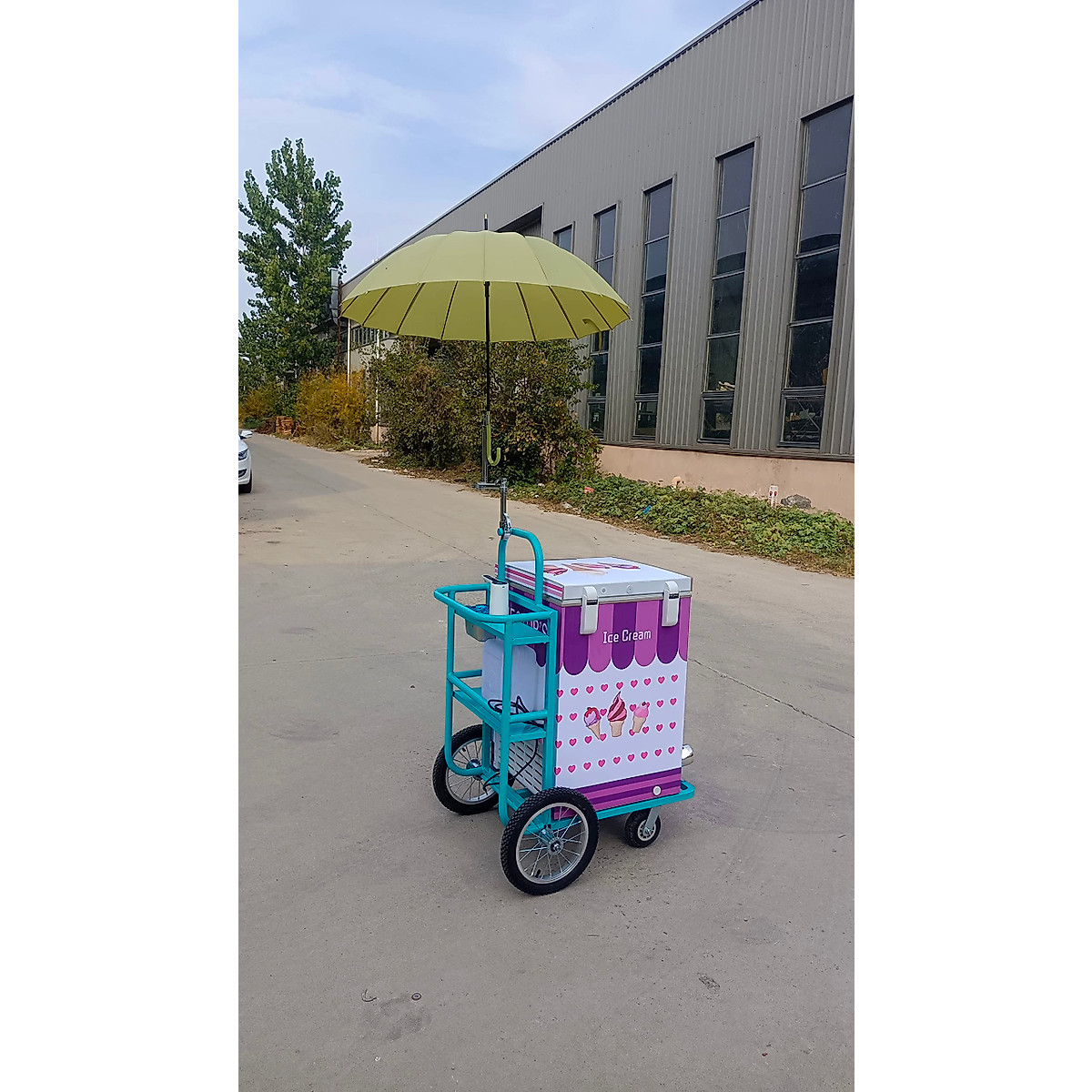 Kolice Commercial ice Cream cart with Freezer Mini Gelato ice Cream cart Refrigerator cart Mobile Food carts