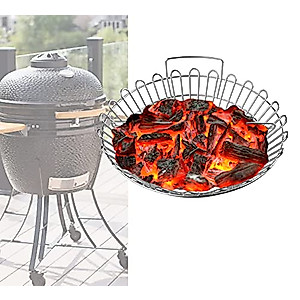 Stainless Steel Charcoal Ash Basket for Big Joe Kamado Grill, Charcoal Holder with Handles/Removable Divider Plate, Kamado Joe Grill Accessory