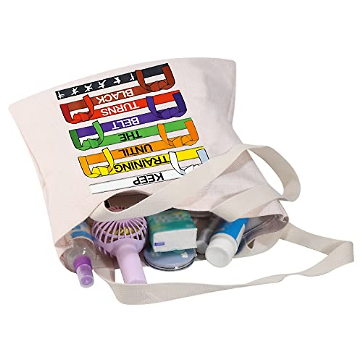 MBMSO Karate Tote Bag Keep Training until the Belt Turns Black Tote Bag Karate Girl Gifts Taekwondo Gifts Martial Arts Gifts (Karate TB)