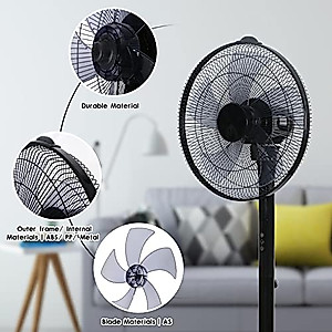 HealSmart 15" Adjustable 12 Levels Speed Pedestal Stand Fan with Remote Control for Indoor, Home, Office and College Dorm Use, 90 Degree Horizontal Oscillating, 9 Hours Timer, Black,2-Pack
