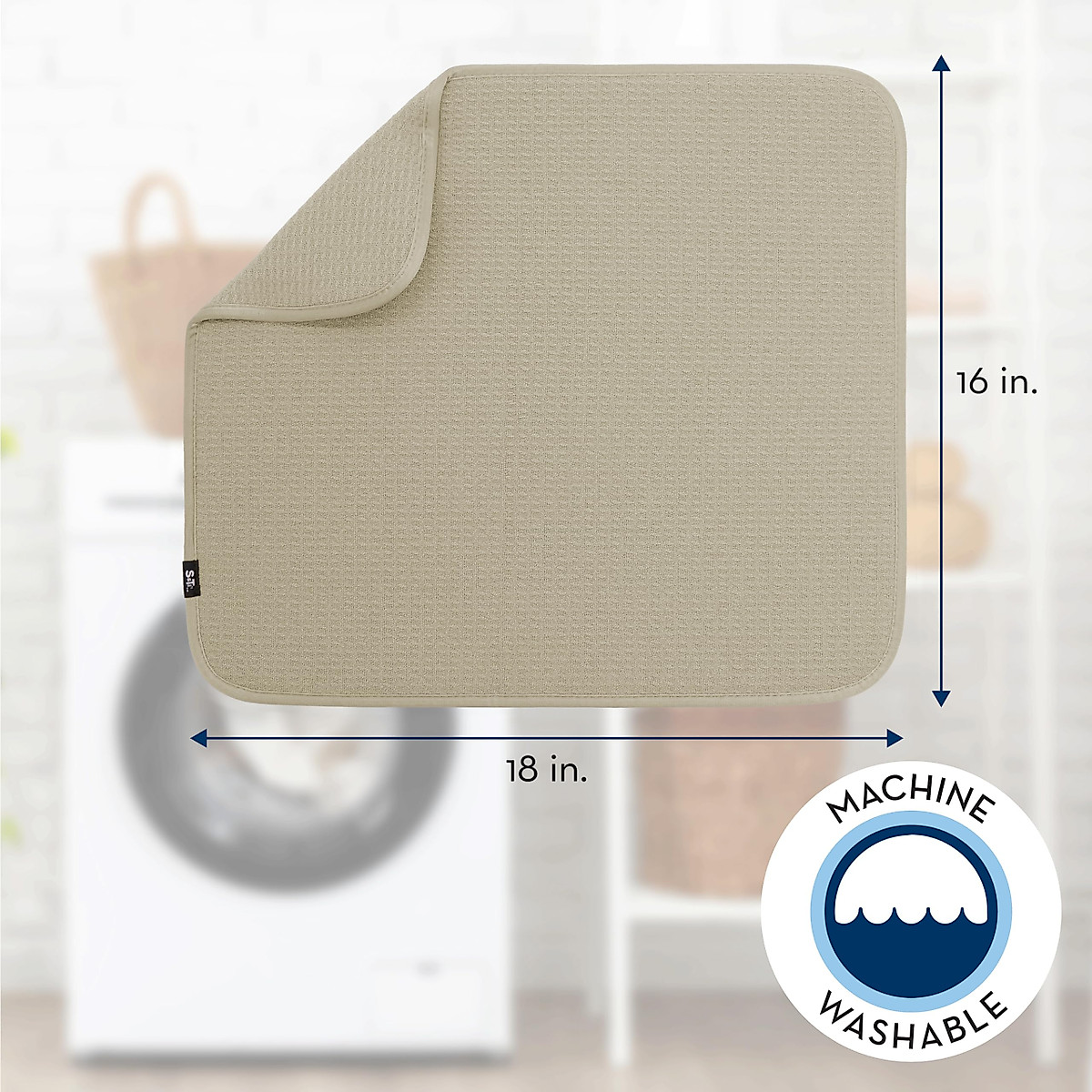 S&T INC. Dish Drying Mat, Highly Absorbent Microfiber Kitchen Counter Mat, Dish Drying Pad for Dishes, Utensils, Pots and Pans, Large 16" x 18", Pure Cashmere