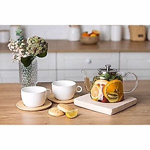 Aserson 1100 ml/37 oz Glass Teapot, Heat Resistant, Stainless Steel Infuser, Handmade, Leaf Tea Brewer, Borosilicate Glass, Stovetop Teapot and Microwave Safe