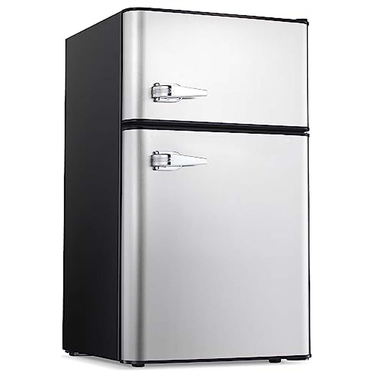 Antarctic Star Mini Refrigerator 3.2Cu.Ft Compact Fridge Defrost Double Doors Freezer Energy Saving Storage of Beverages Vegetables Fruits Suitable for Kitchen Living Room Office Dorm Grey